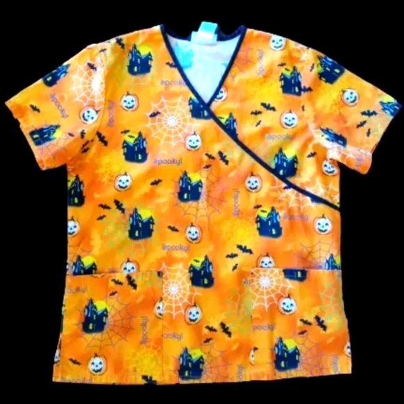 SB Scrubs | Other | Sb Scrubs Halloween Uniform Top Shirt Spooky ...